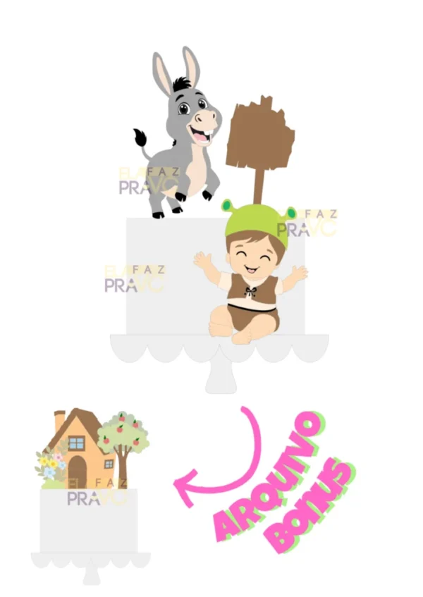 Shrek Baby + Bonus – Topo de Bolo – Crafteria By Van